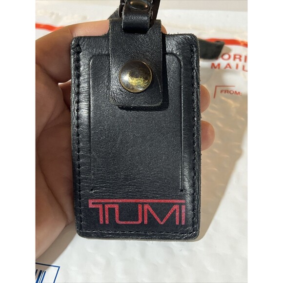 Tumi | Bags | Vintage Tumi Leather Luggage Tag 4 X 25 Black Wred ...